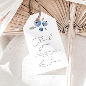 Blueberry Baby Shower Favor Tags, Baby Shower Thank You Tag Template ...