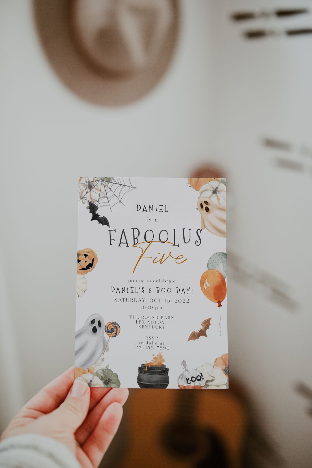 Faboolus Five Birthday Invitation, Halloween Five Birthday Invite ...