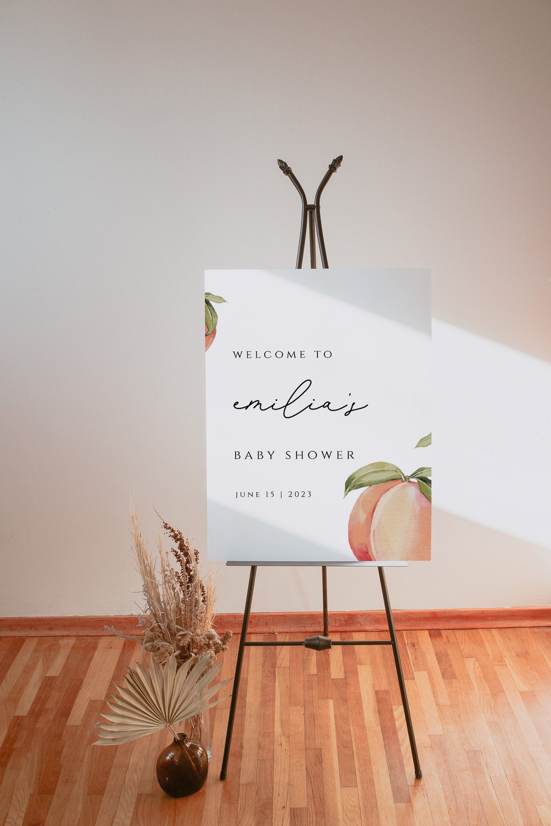 Peach Baby Shower Sign, Welcome Sign Baby Shower, Little Peach is on ...