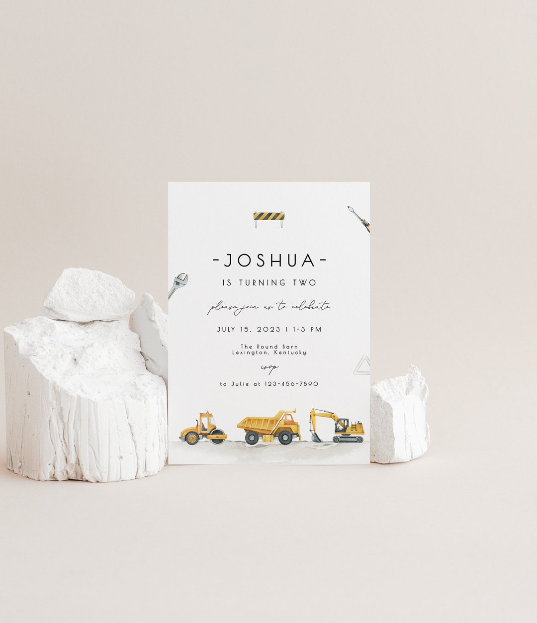 Construction Trucks Birthday Invitation, Dump Truck Birthday Invitation ...