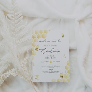 Editable Bee Birthday Invitation Template Bee 1st Birthday - Etsy
