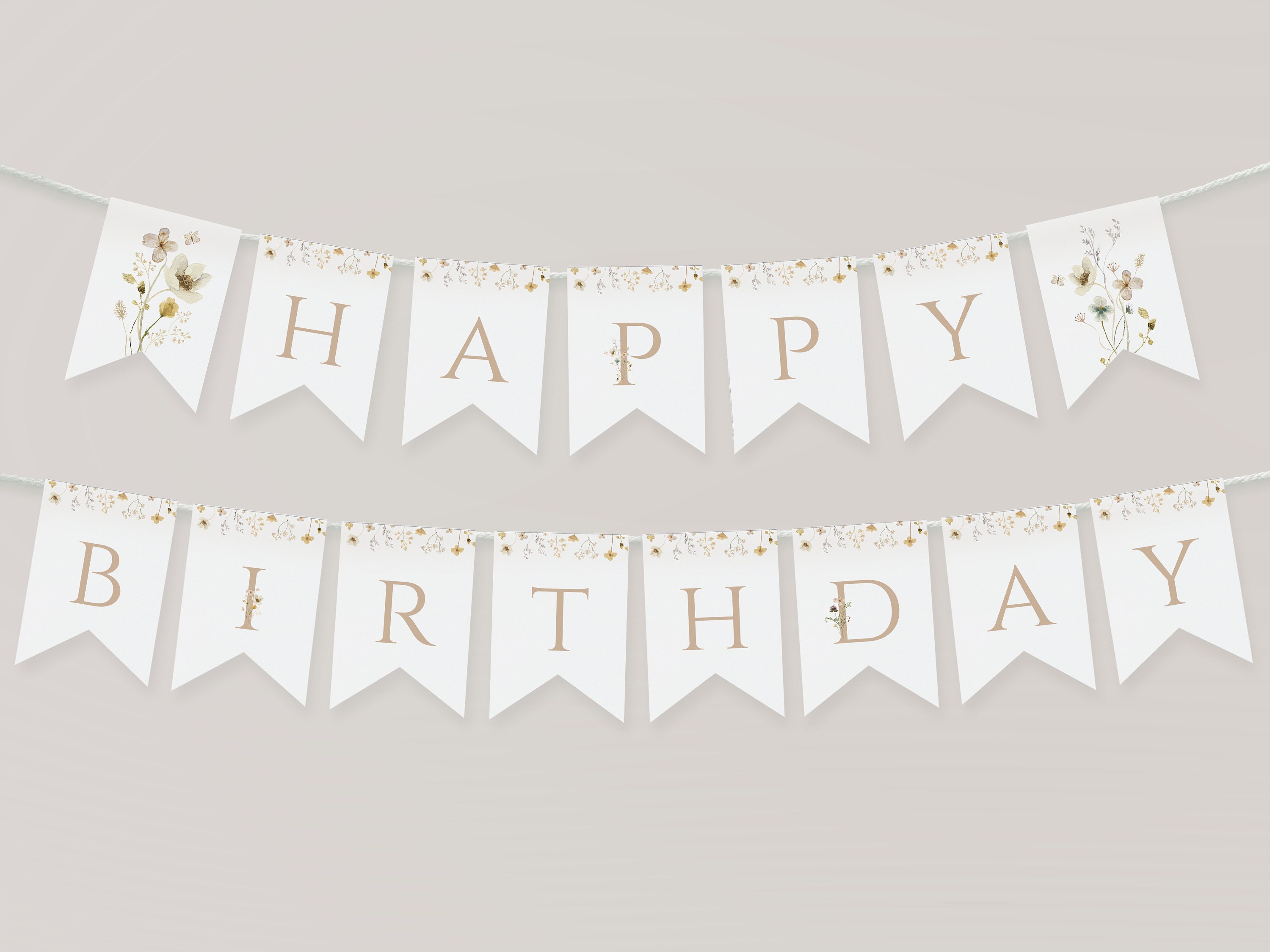 Wildflower Banner Templatewildflower Happy Birthday Banner - Etsy