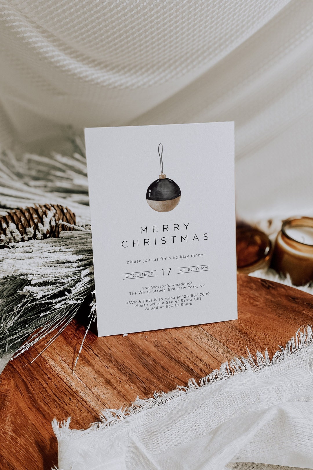 Minimalist Christmas Party Invitation Template Printable Holiday Party ...