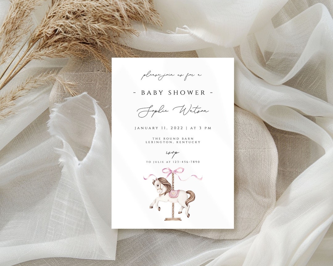 Carousel Baby Shower Invitation, Carousel Ponies Baby Shower Evite ...