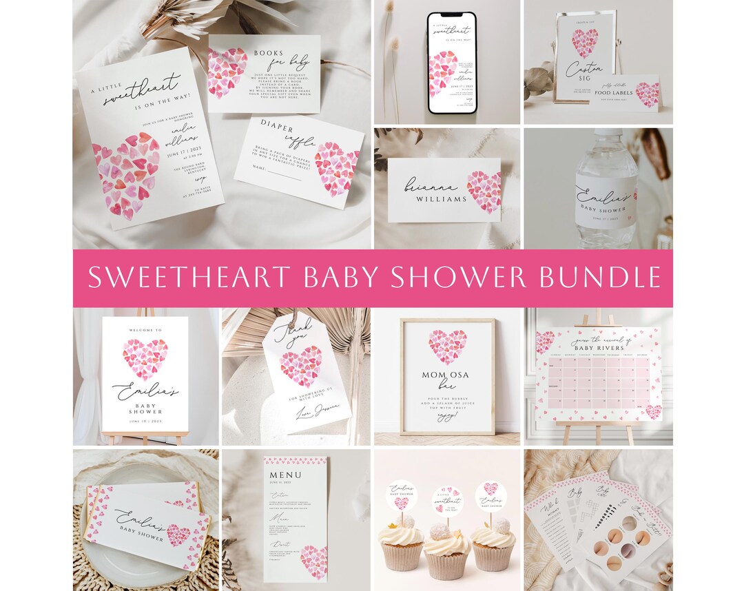 Valentine Baby Shower Bundle, A Little Sweetheart is on the Way Baby ...