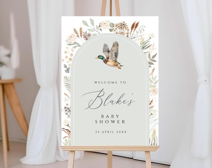 Mallard Duck Baby Shower Welcome Sign, Farm Theme Baby Shower, Digital ...