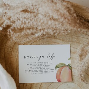 Peach Baby Shower Invitation Book Insert, Books for Baby Card, Bring a ...