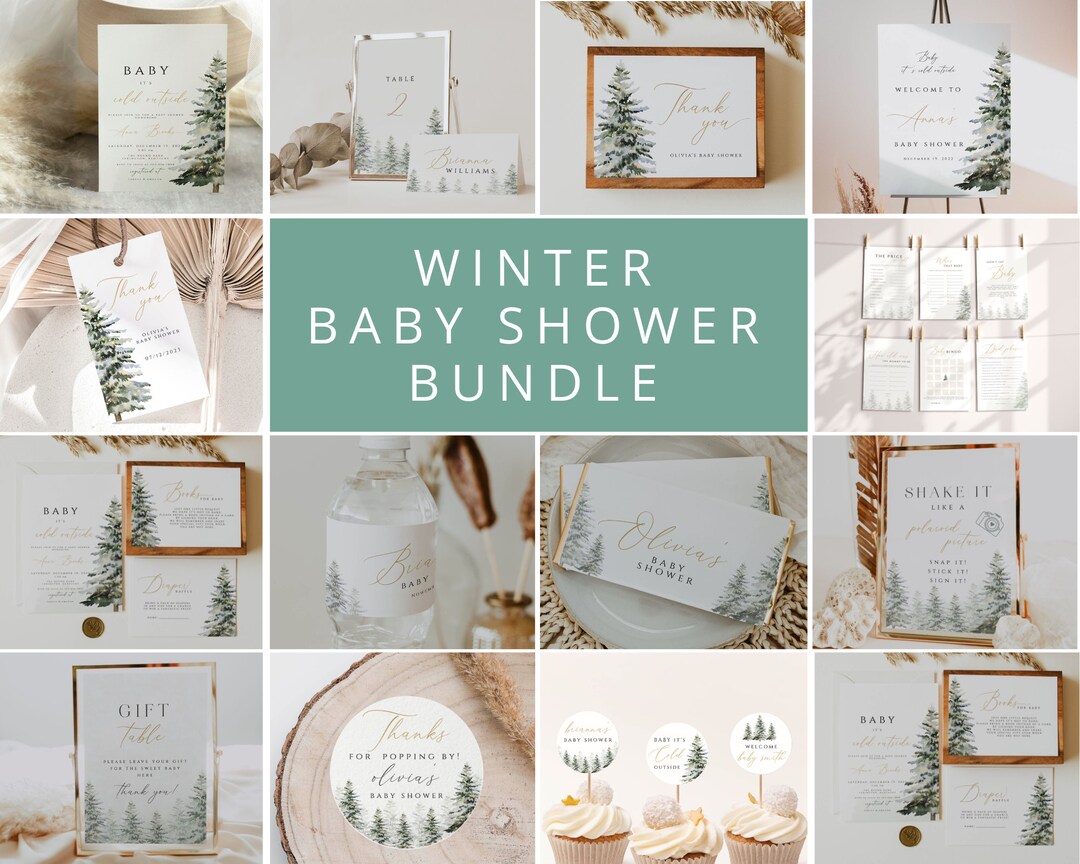Winter Baby Shower Invitation Bundle, baby Its Cold Outside Winwer Baby ...