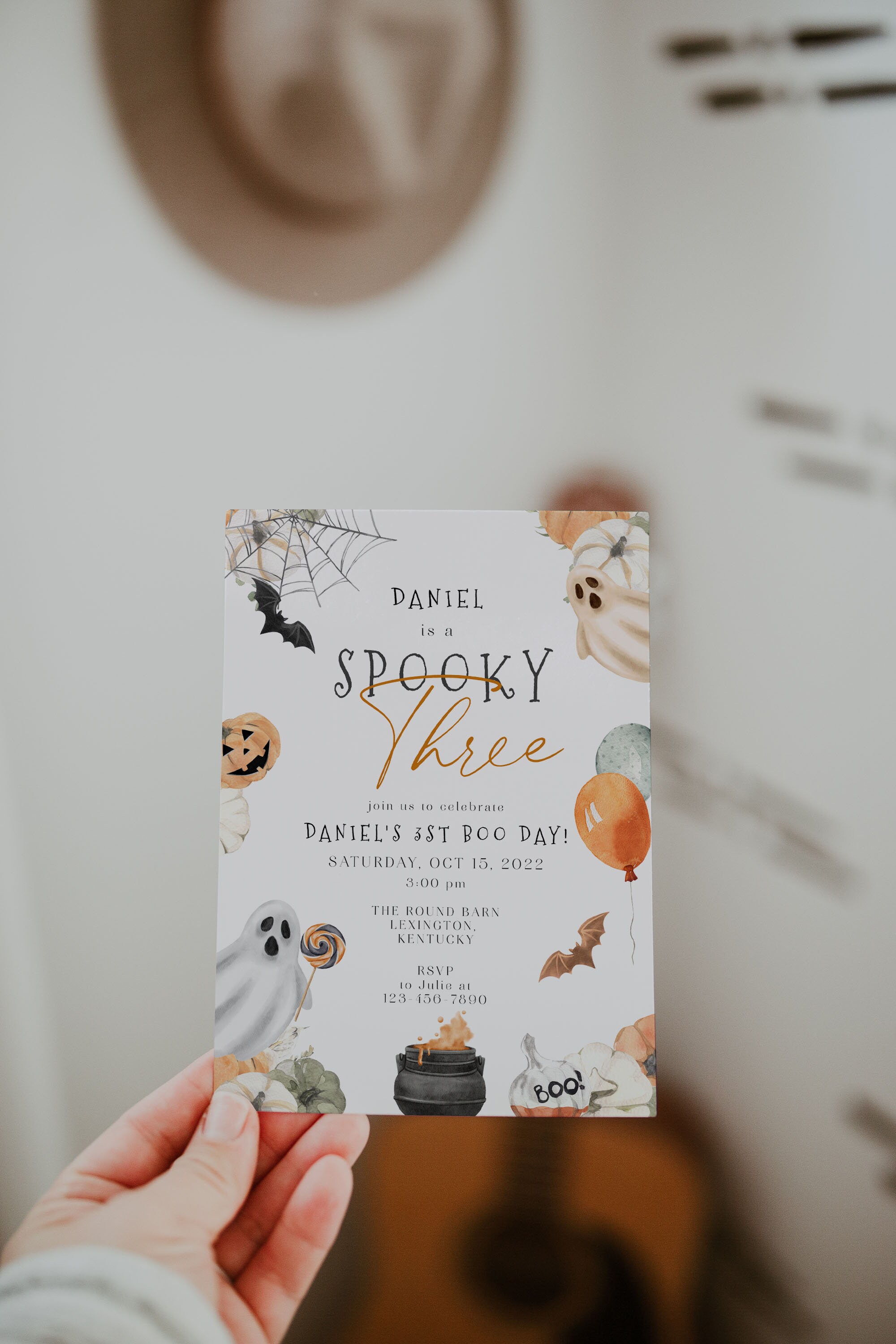 Spooky Three Birthday Invitation Halloween Three Birthday - Etsy