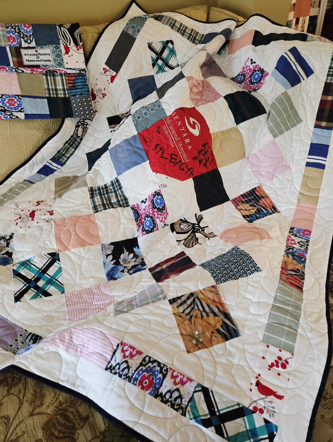 Memory Quilt Made From Loved Ones Clothing Etsy