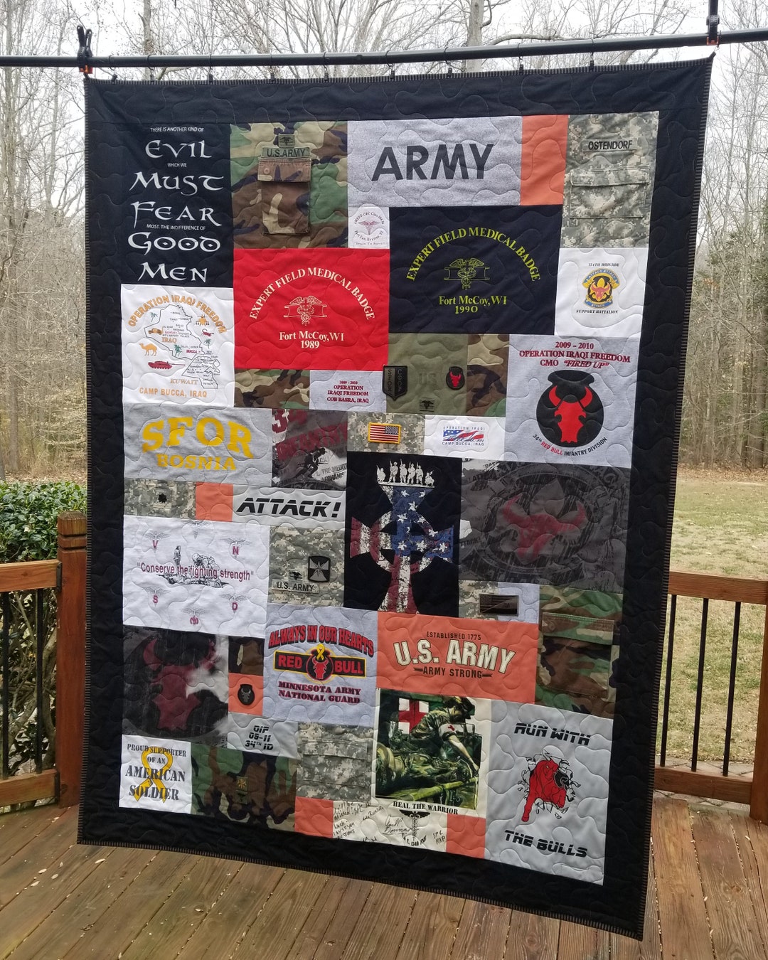 MILITARY and VETERAN Memory Quilt Made From Uniforms, Fatigues - Etsy