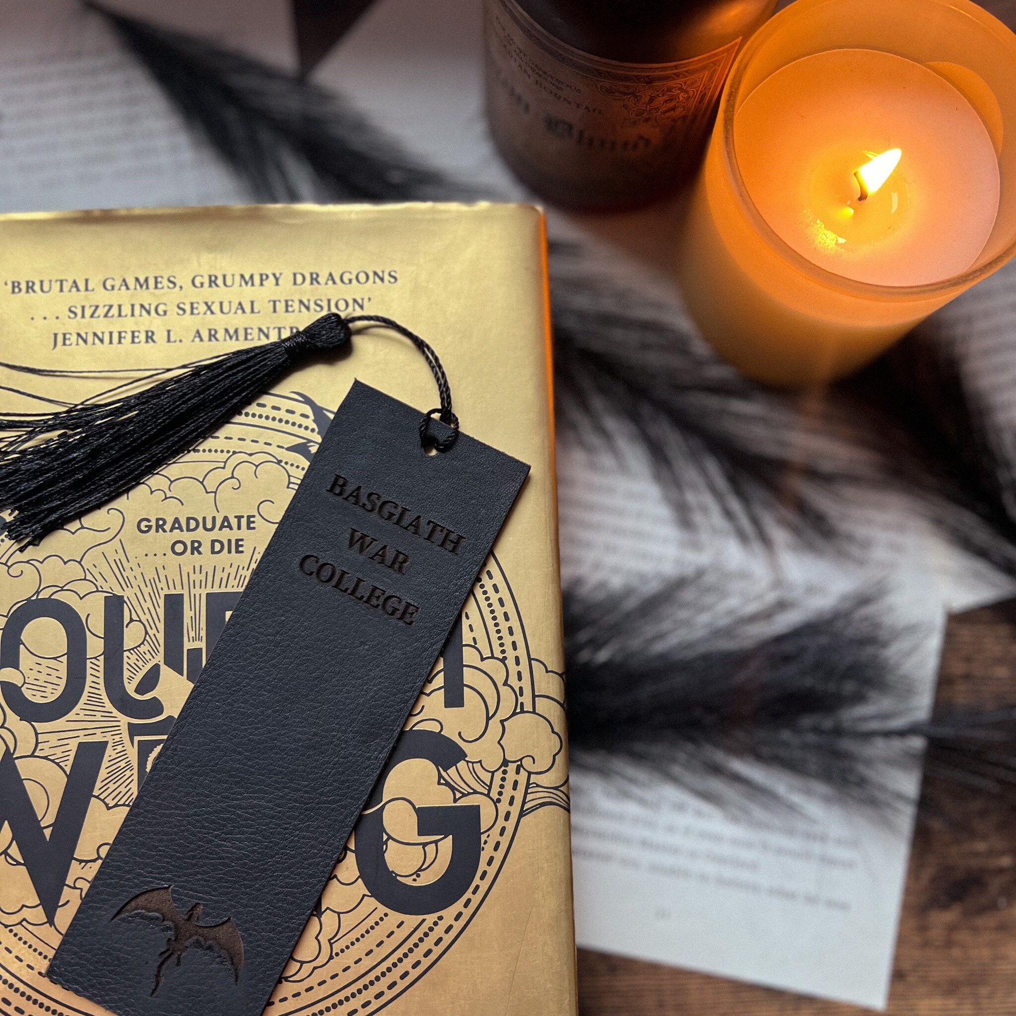 Black Leather basgiath War College Fourth Wing Inspired Bookmark With ...