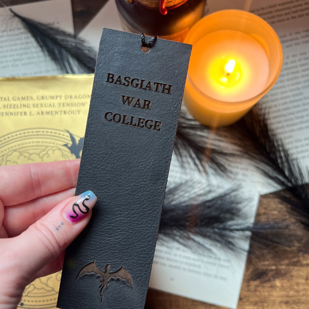 Black Leather ‘basgiath War College’ Fourth Wing Inspired Bookmark With ...
