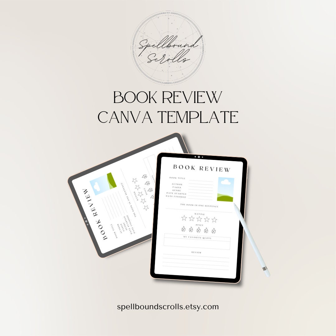 Book Review Journaling Page Canva Template | Drag & Drop! - Etsy
