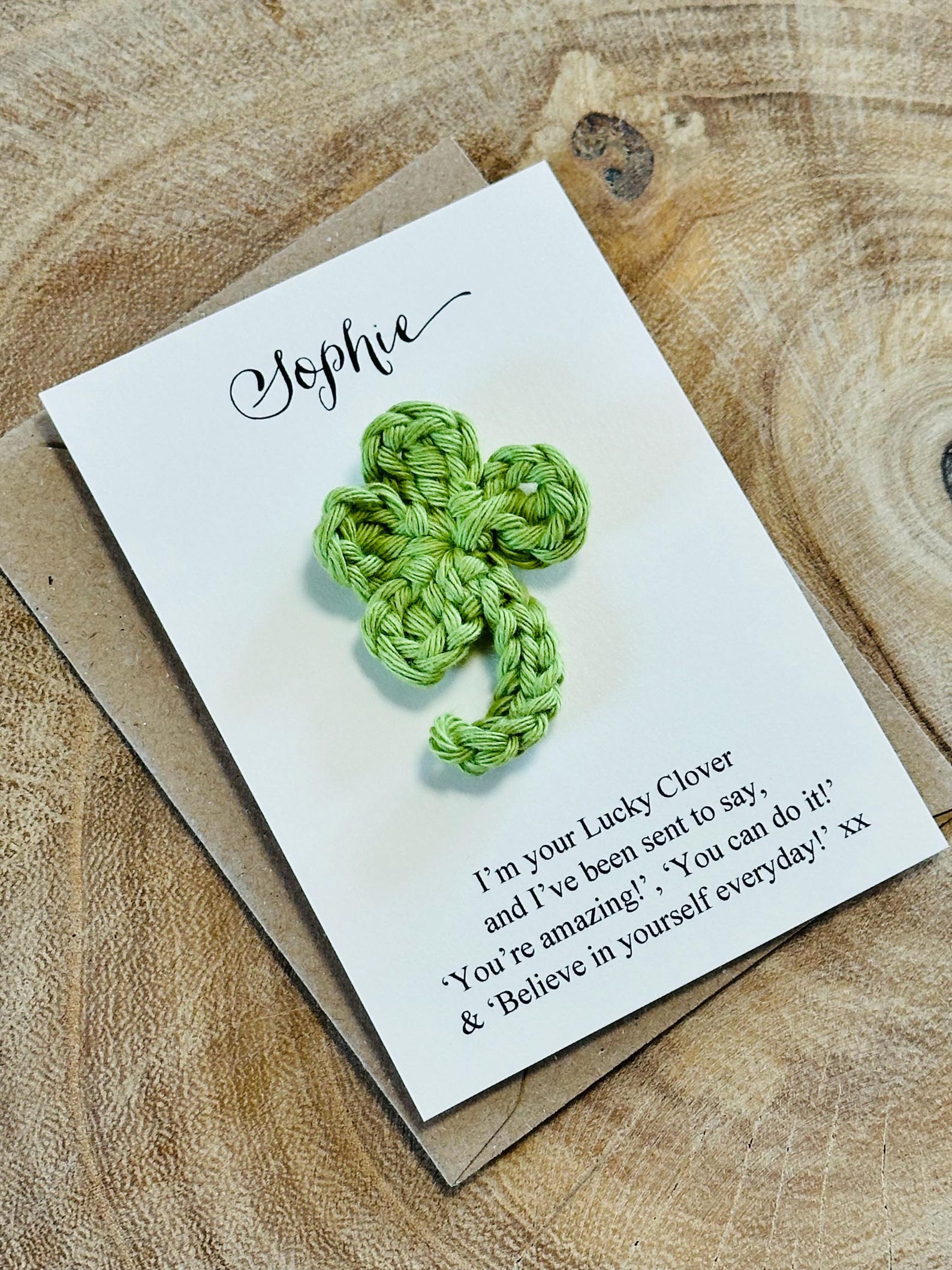 Crocheted Four Leaf Clover Gift: Lucky Token Card - Etsy
