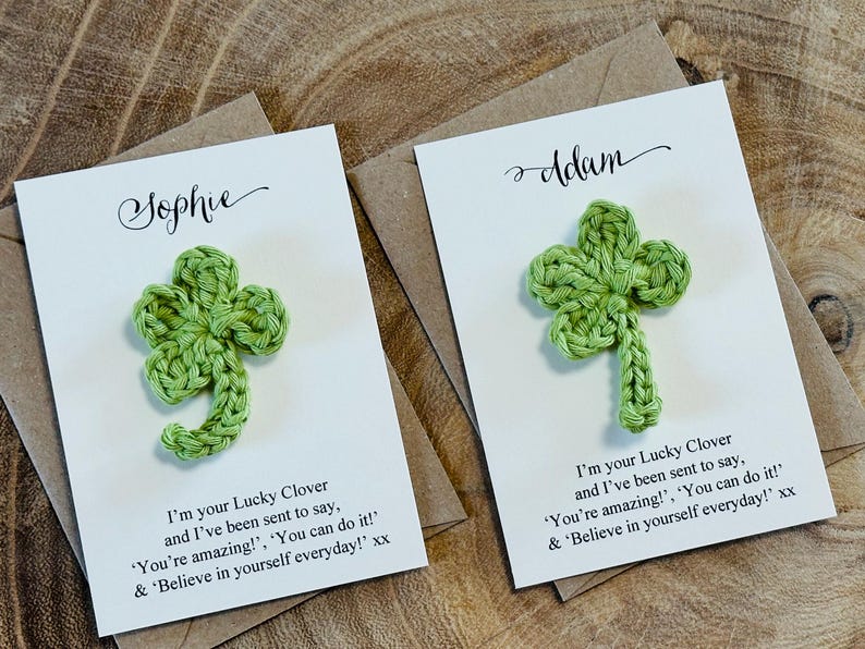 Crocheted Four Leaf Clover Gift: Lucky Token Card - Etsy