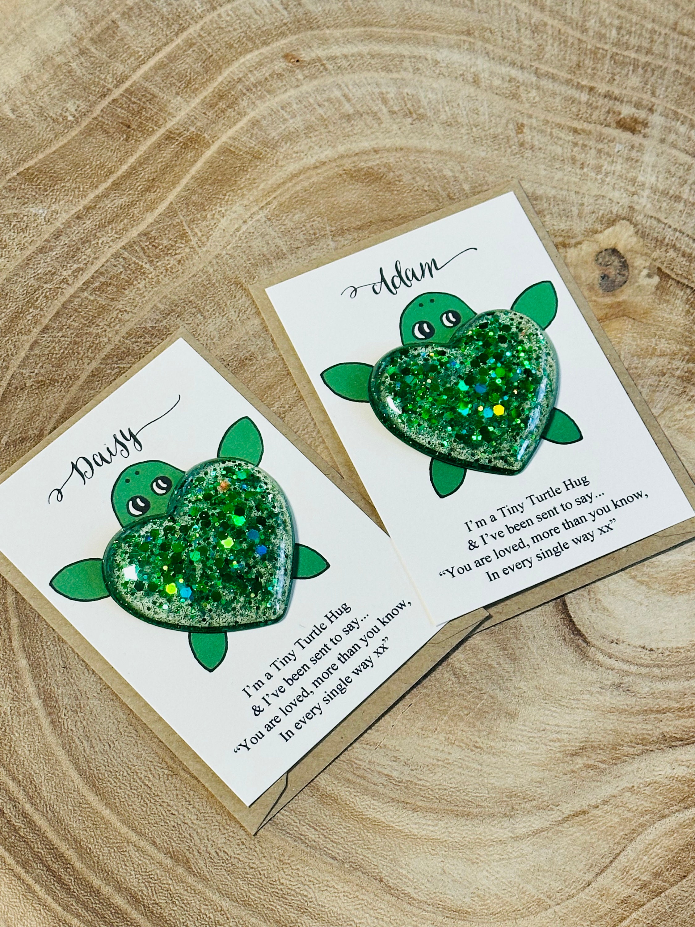 Tiny Turtle Pocket Hug & Customised Card. Affirmation Hug, Letterbox ...