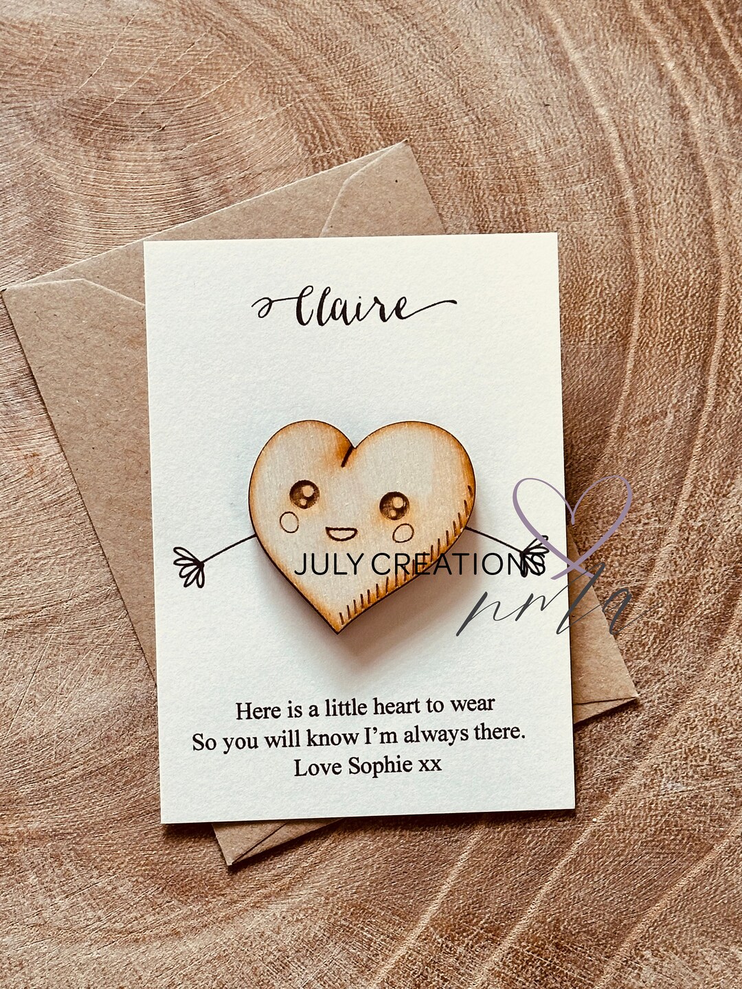 Custom Card With Wearable Hug Badge, Daughter Gift, Friend Gift, Mum ...