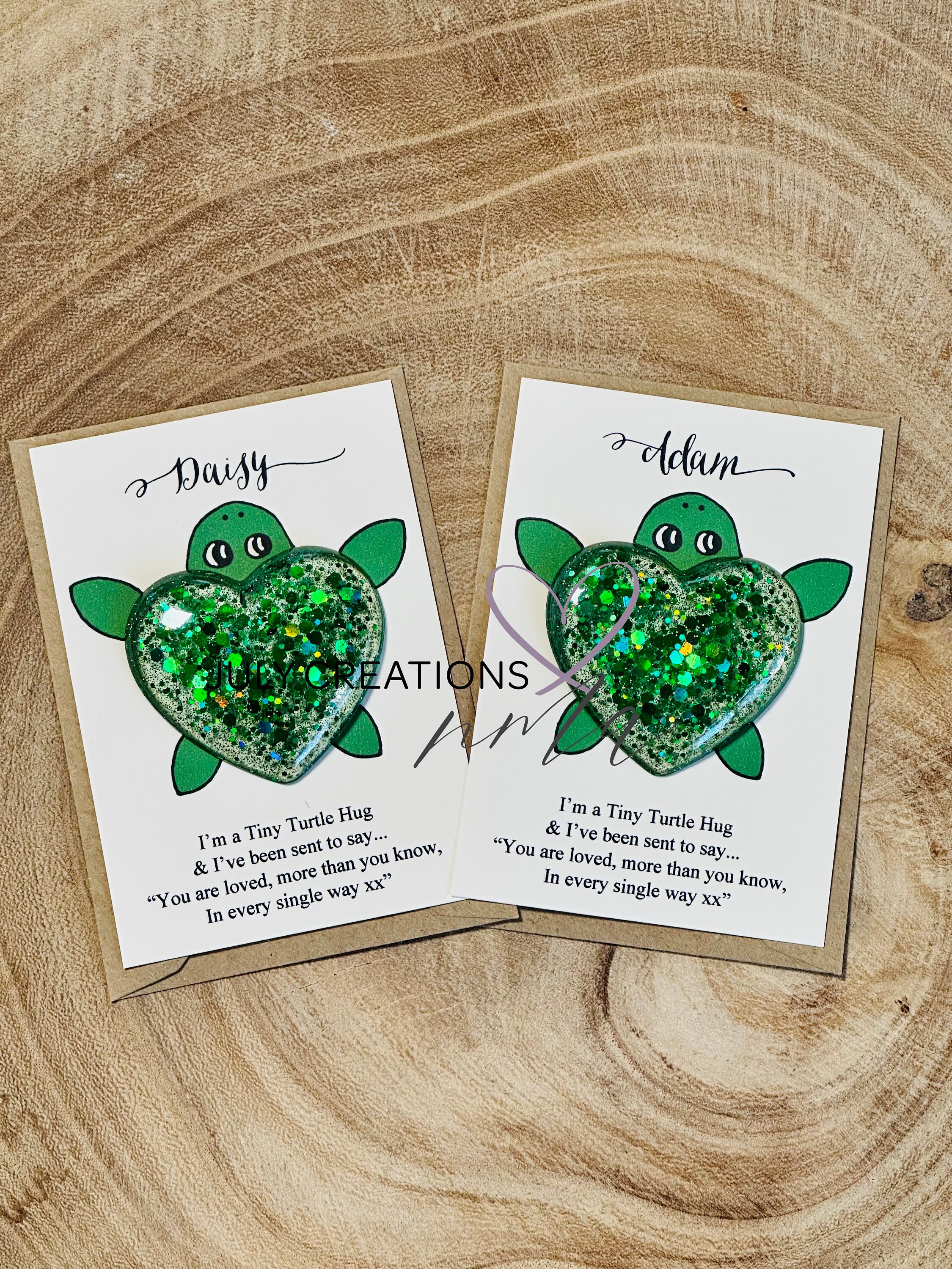 Tiny Turtle Pocket Hug & Customised Card. Affirmation Hug, Letterbox ...