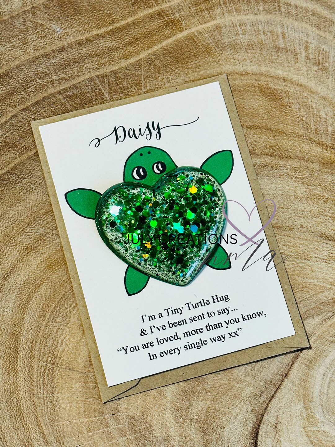 Tiny Turtle Pocket Hug & Customised Card. Affirmation Hug, Letterbox ...