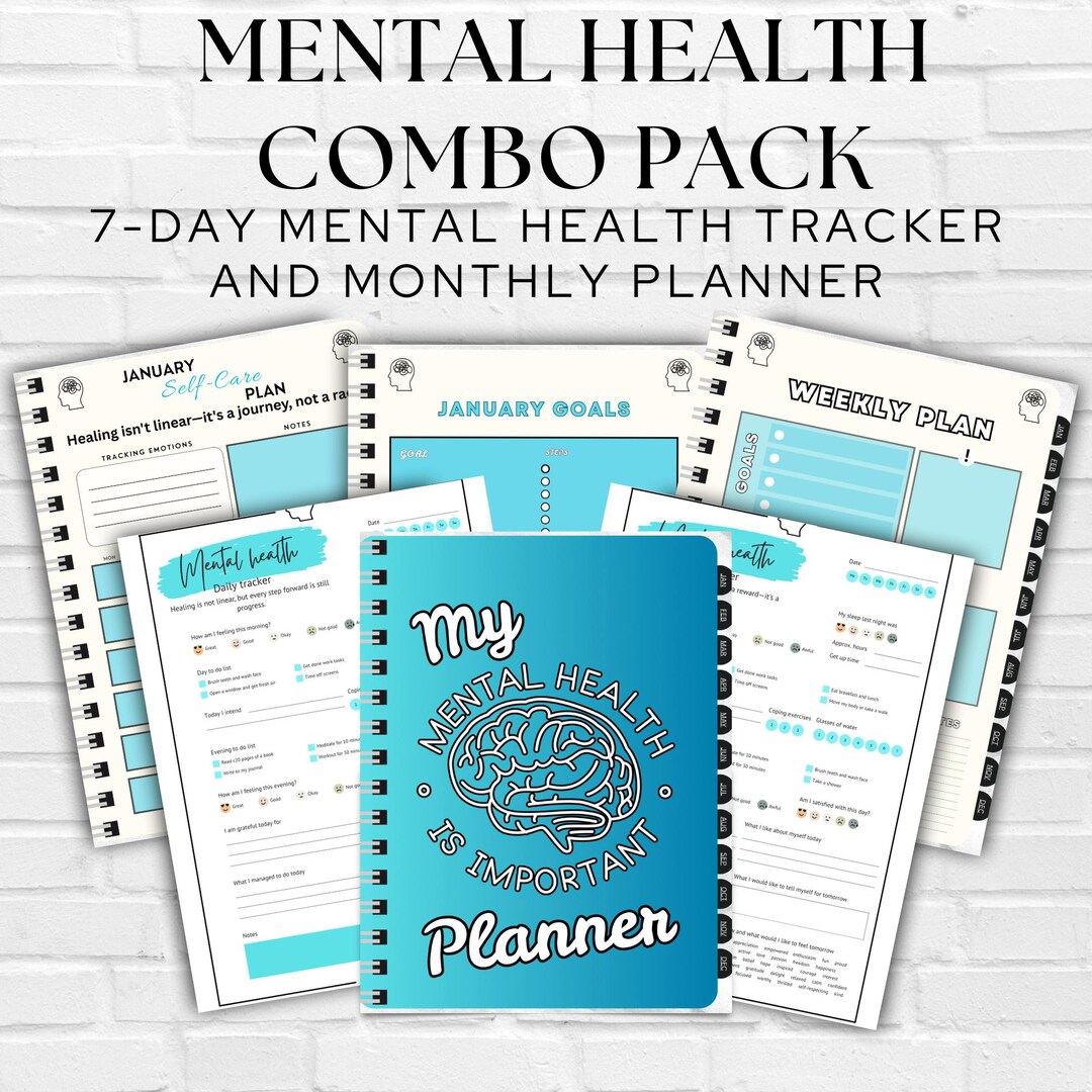 Mental Health Planner and 7-day Tracker Bundle | Printable Self-care ...