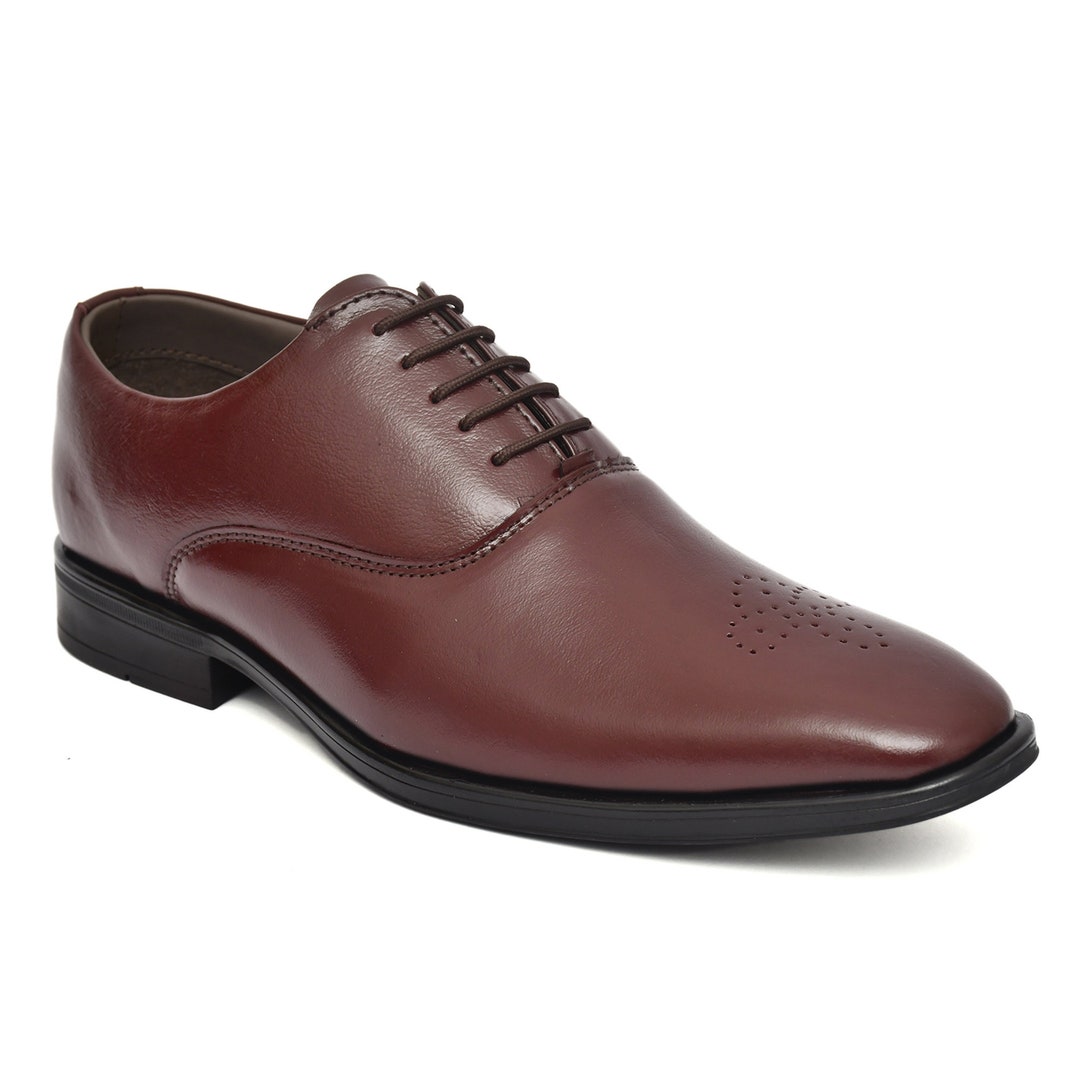 Wine Leather Derby Shoes for Men With Memory Foam Footpad. Article ...