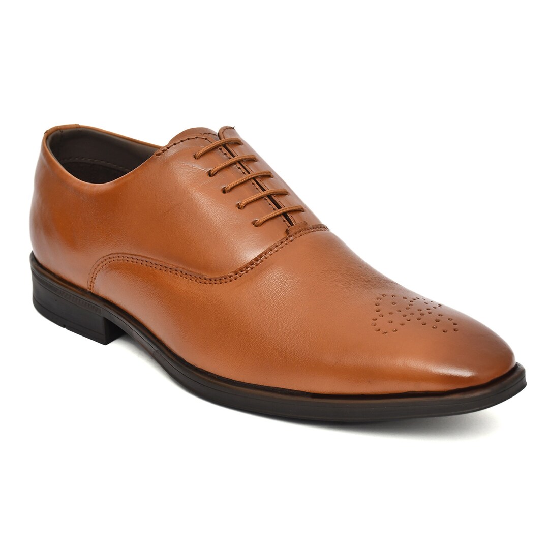 Tan Leather Derby Shoes for Men With Memory Foam Footpad. Article: Al02 ...