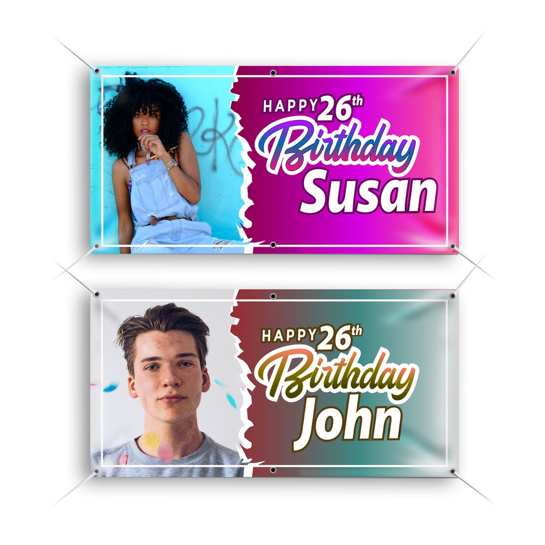 Personalized Birthday Banner: Full Color Vinyl, Custom Name & Age - Etsy
