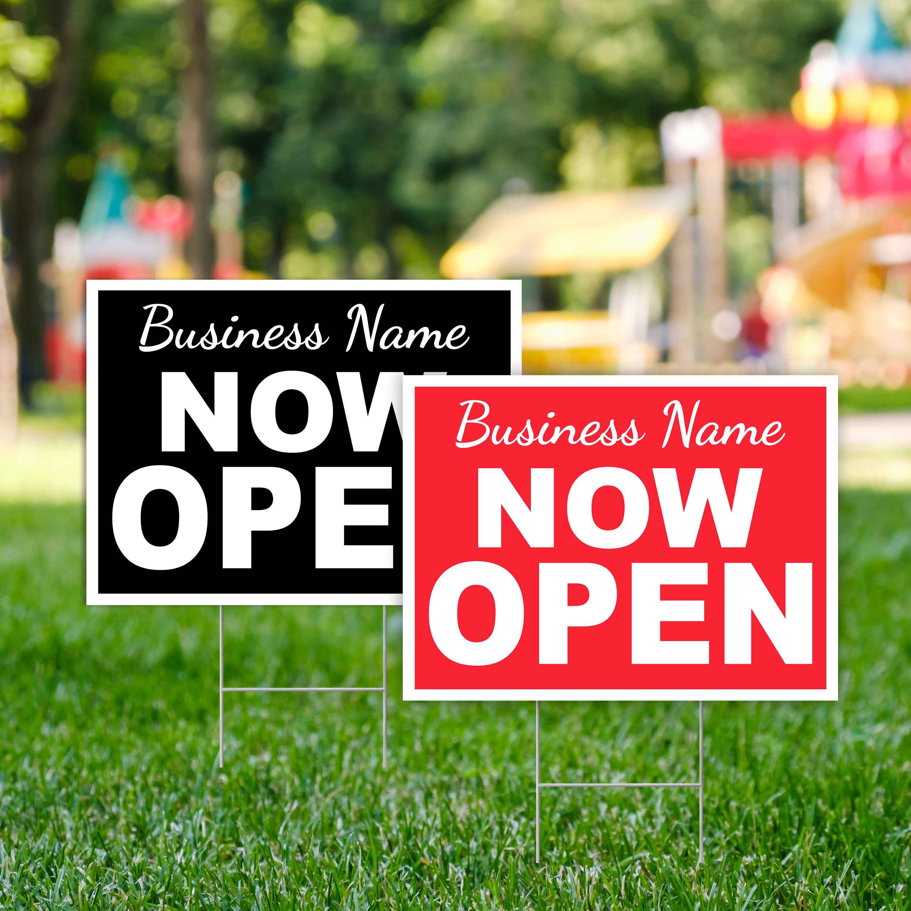 Now Open Yard Sign 18”x24”, Two Sided, Full Color, Personalized With ...