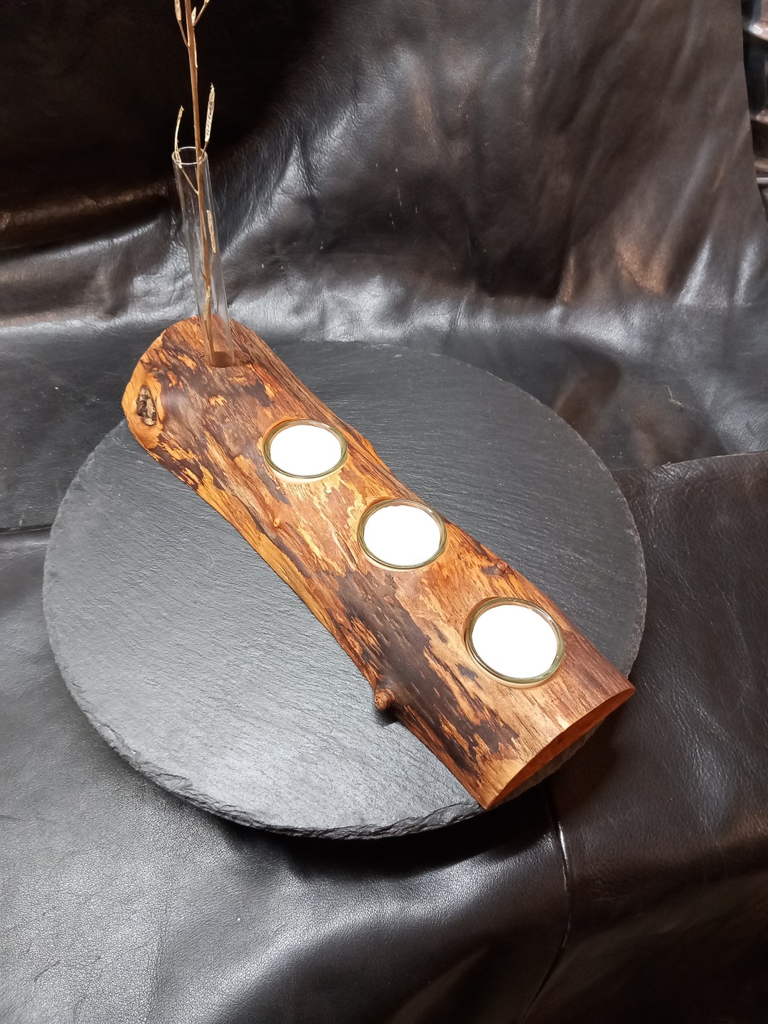 Tealight Holder, Gift Idea, Unique Natural Wood Made of Glass Combined ...