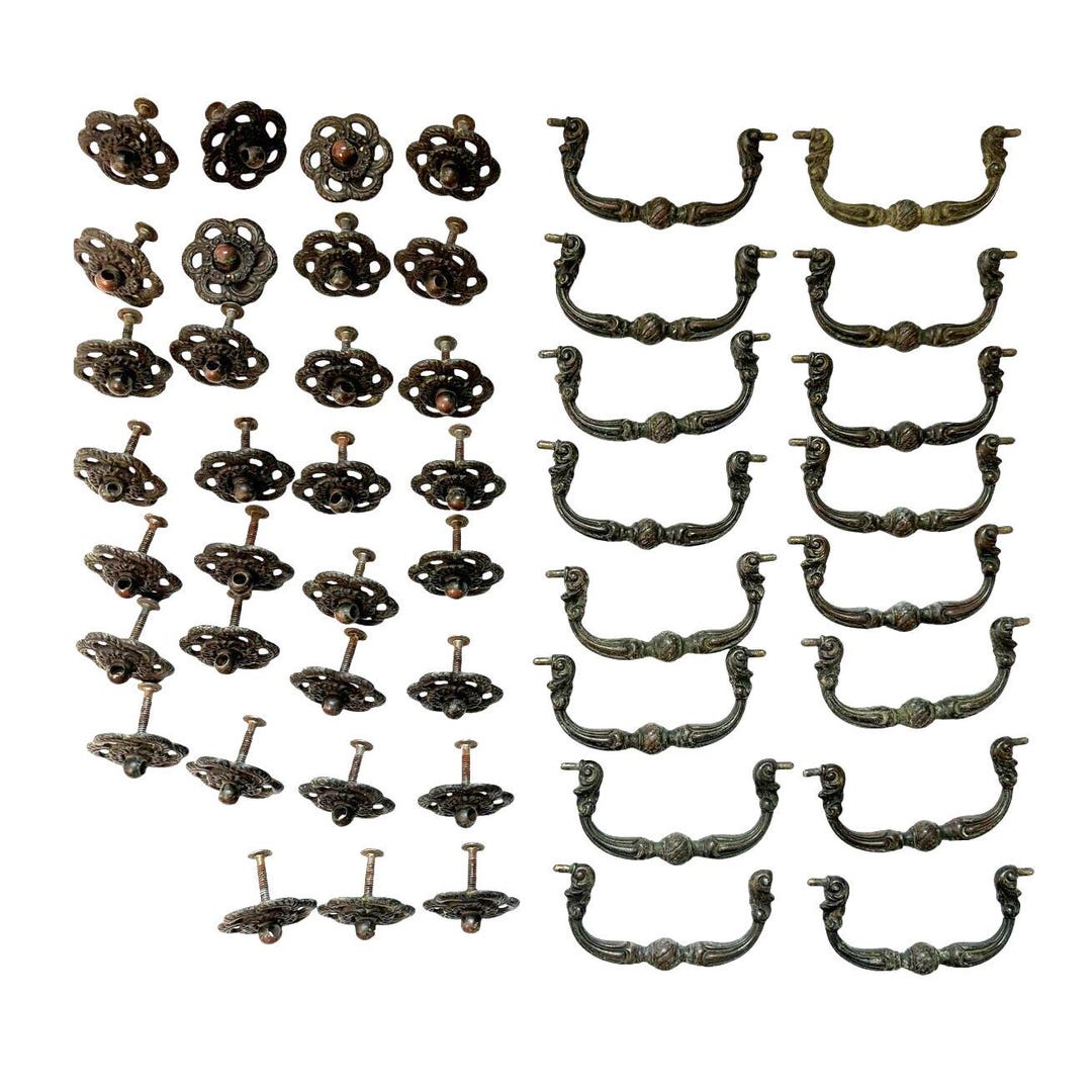 KBC Antique Brass Early 1900s Hardware Furniture Drawer Pulls Handles ...