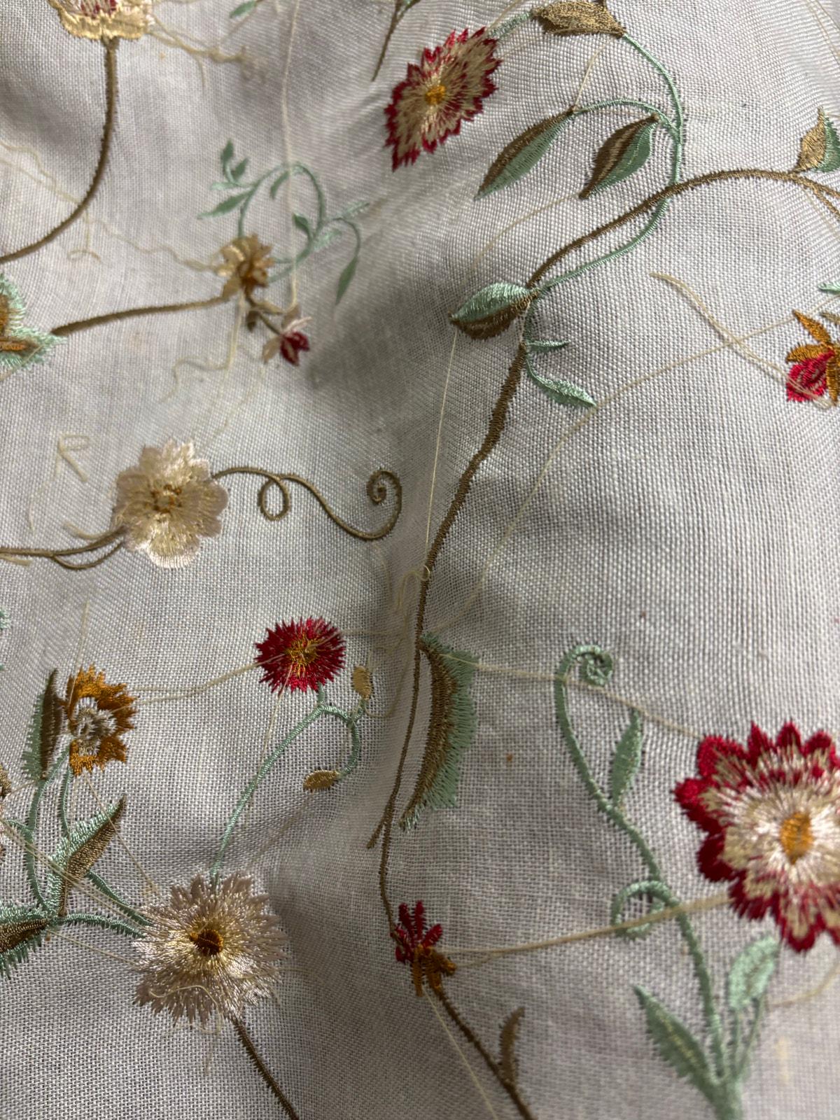 Faux Suede Embroidered Flowers-home Upholstery Drapery Fabric-by the ...