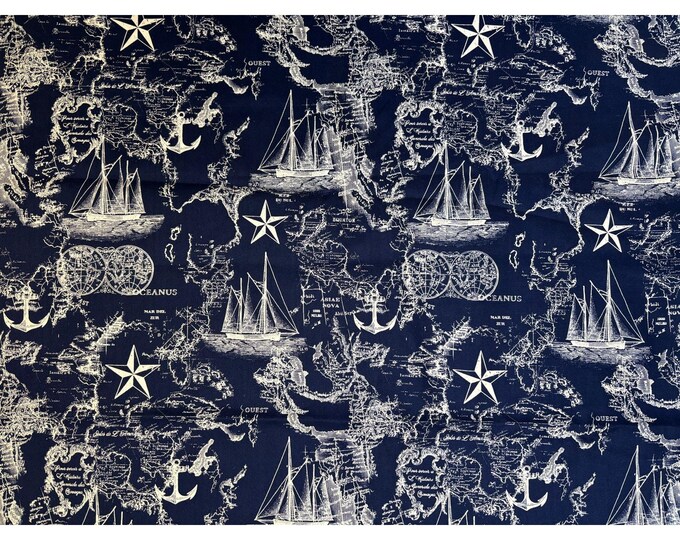 Navy Nautical- Brother Sister -cotton Quilting Fabric- 17" X 44" - Etsy