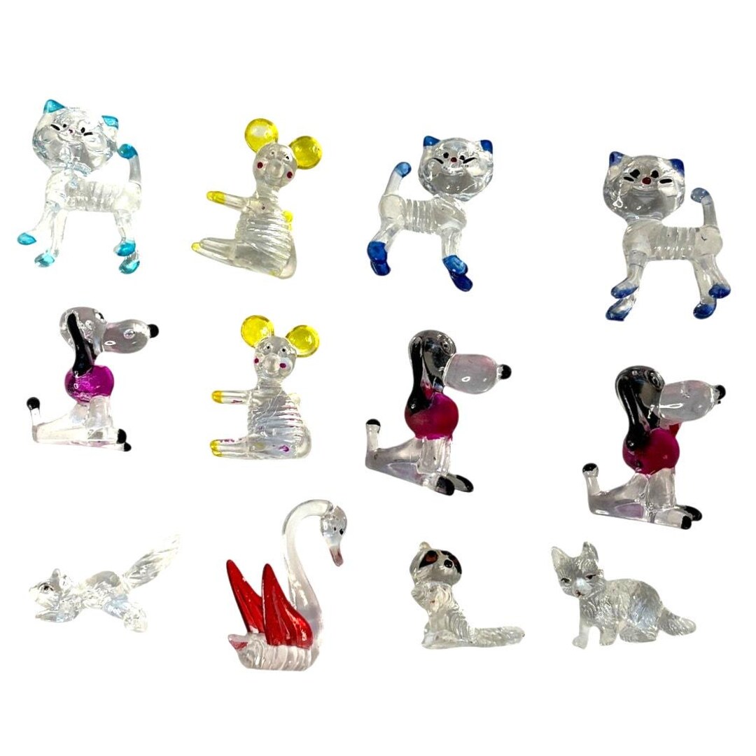 Vntg 70s Miniature Lucite Crystalite Plastic Animals Penny Toys Pets ...