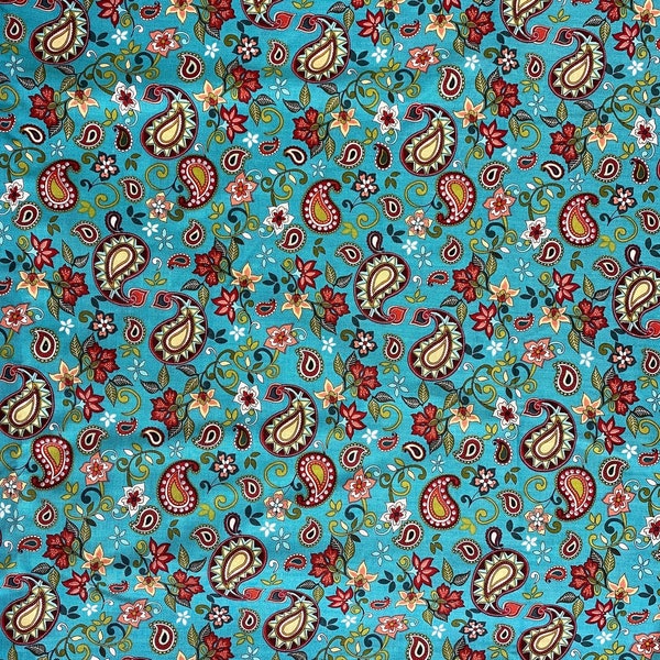 Teal Cotton Fabric - Etsy