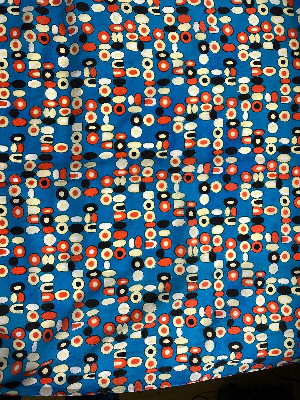Vintage Mod Dot Sheer Fabric – Blue Retro Geometric Print, by the Yard ...