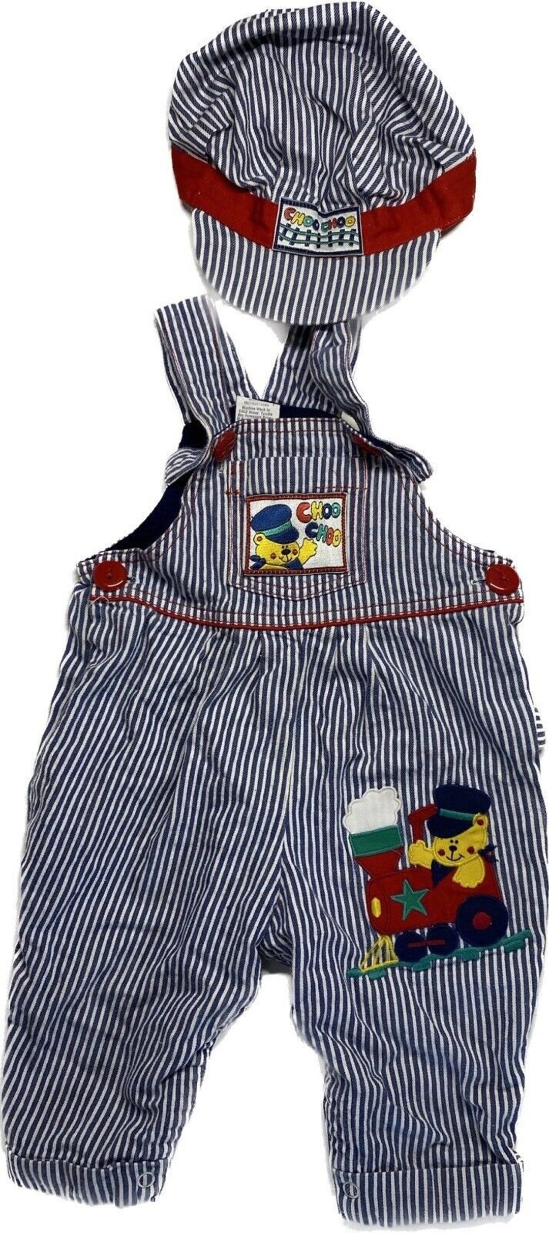 Vintage Railroad Train Overalls Hat Halloween Costume Size 6-9 Months ...