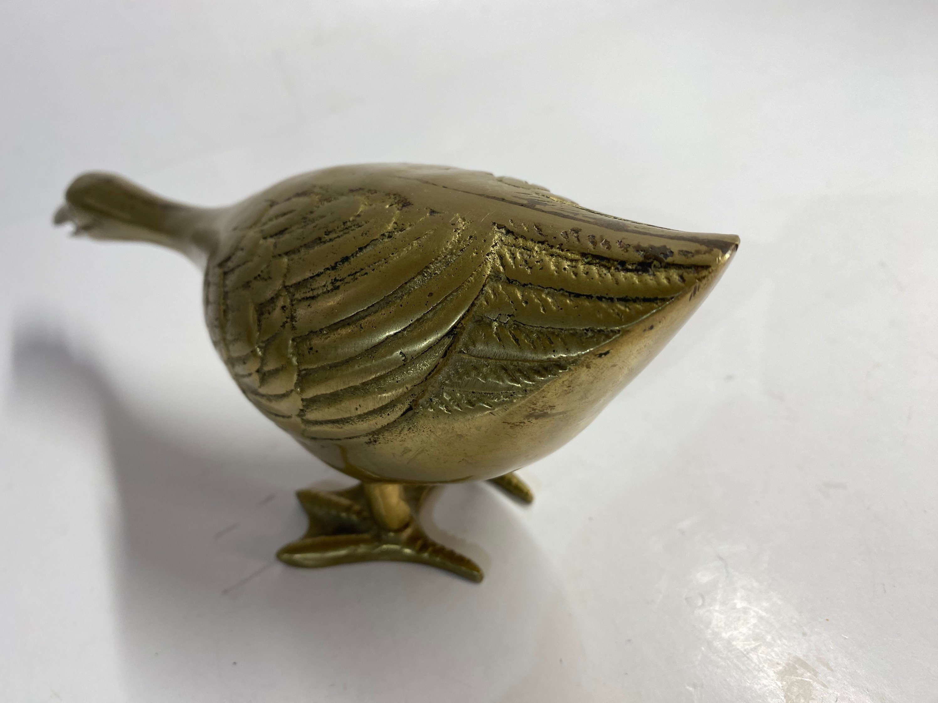 Vintage Brass Goose Figurine Mid Century Honking Duck Statue MCM Decor ...