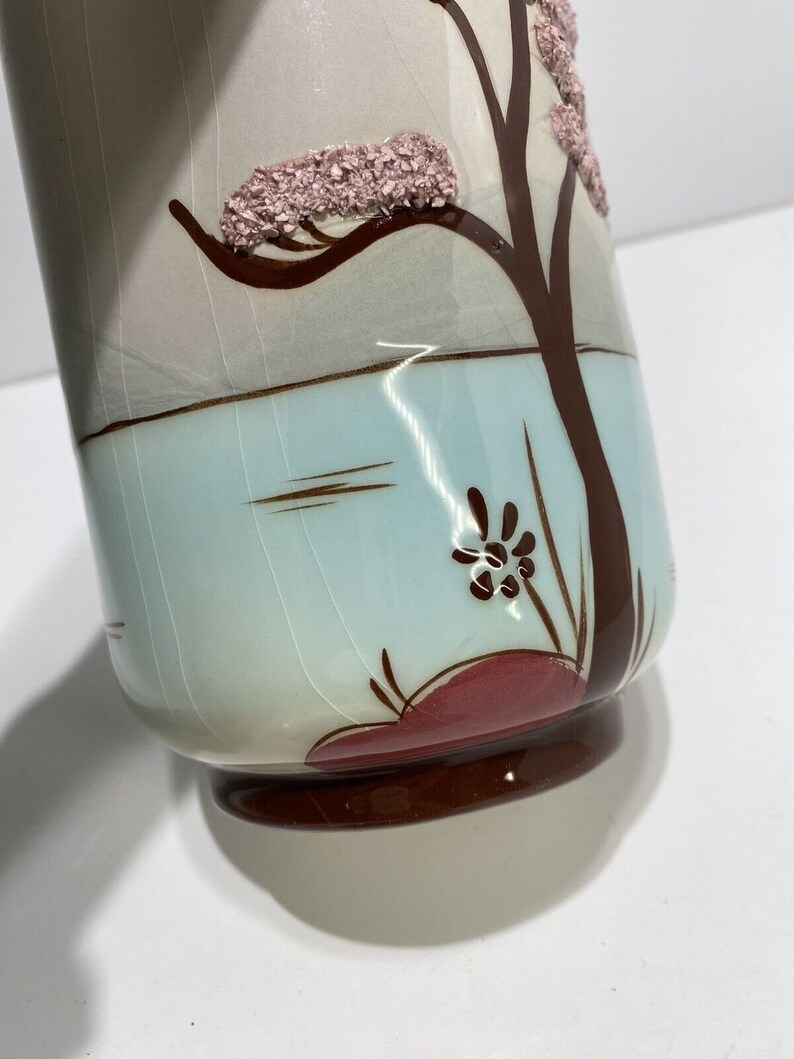 Vintage Weil Ware Hand Decorated 8 Ming Tree Raised Leaves Vase ...