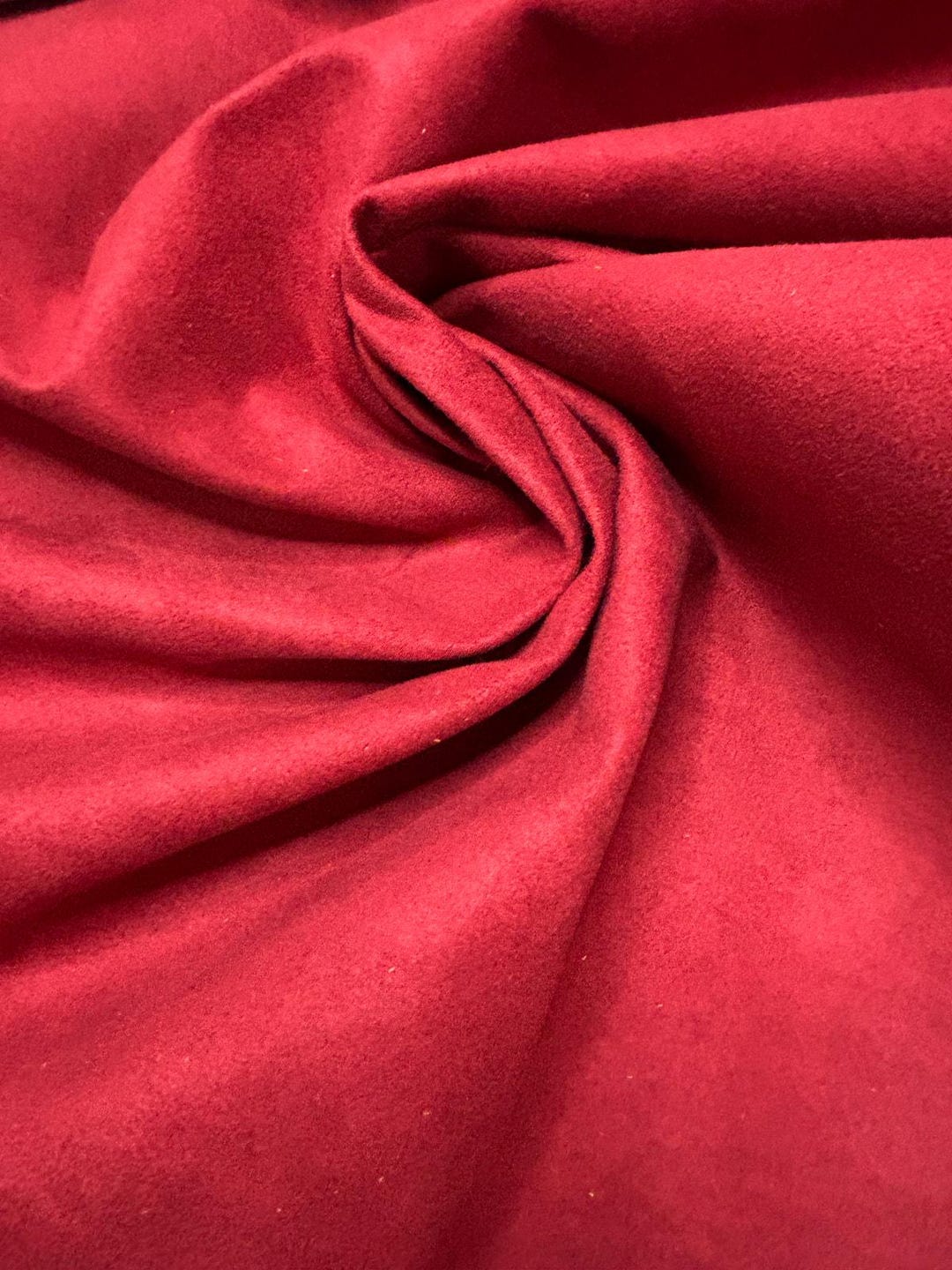 Red Faux Suede Fabric Remnant- 49x58