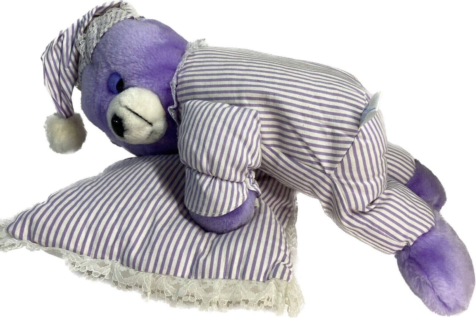 Nanco Vintage 1990 Sleepy Teddy Bear Purple Pillow Night Pajamas ...