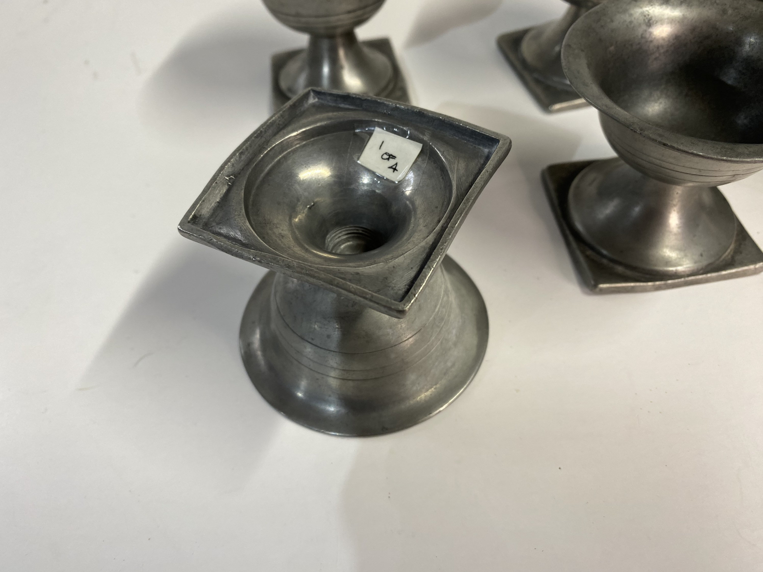 Pewter Wall Mounted Salt Box and Four (4) Pewter Open Salts Antique ...