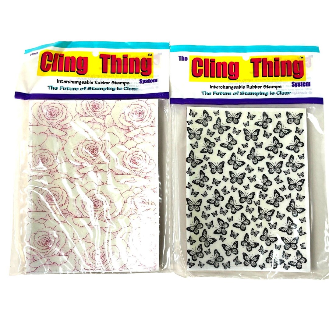 Large Cling Mount Stamps Butterflies Roses 5.5x4.25" NEW Scrapbooking ...