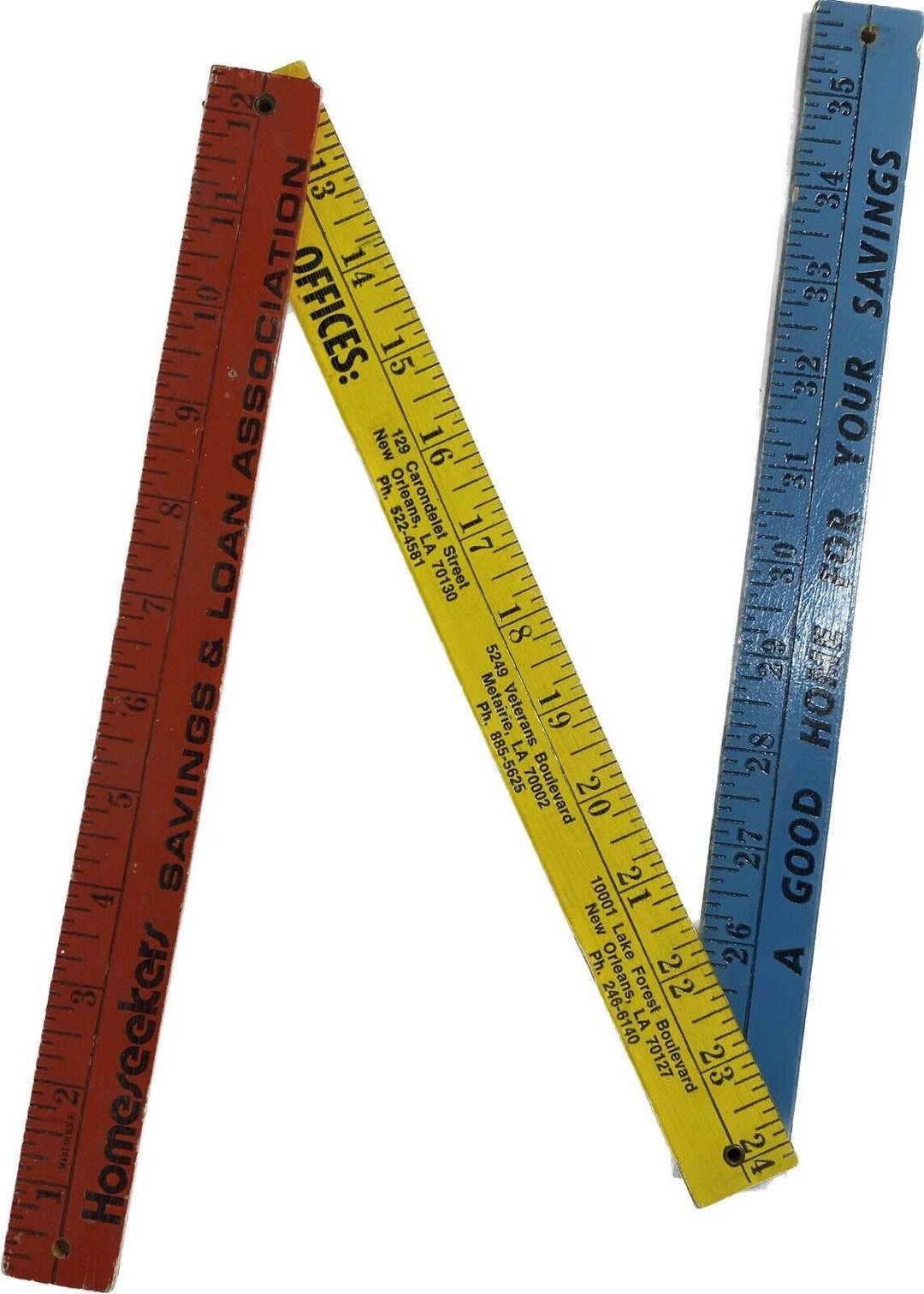 Vintage Wood Tri-fold Ruler Yardstick Advertising Homeseekers New ...