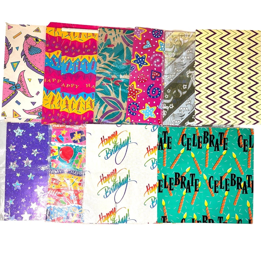 Vntg 90s Y2K Wrapping Paper Gift Wrap Lot 14 Oz Scrapbook Junk Journal ...