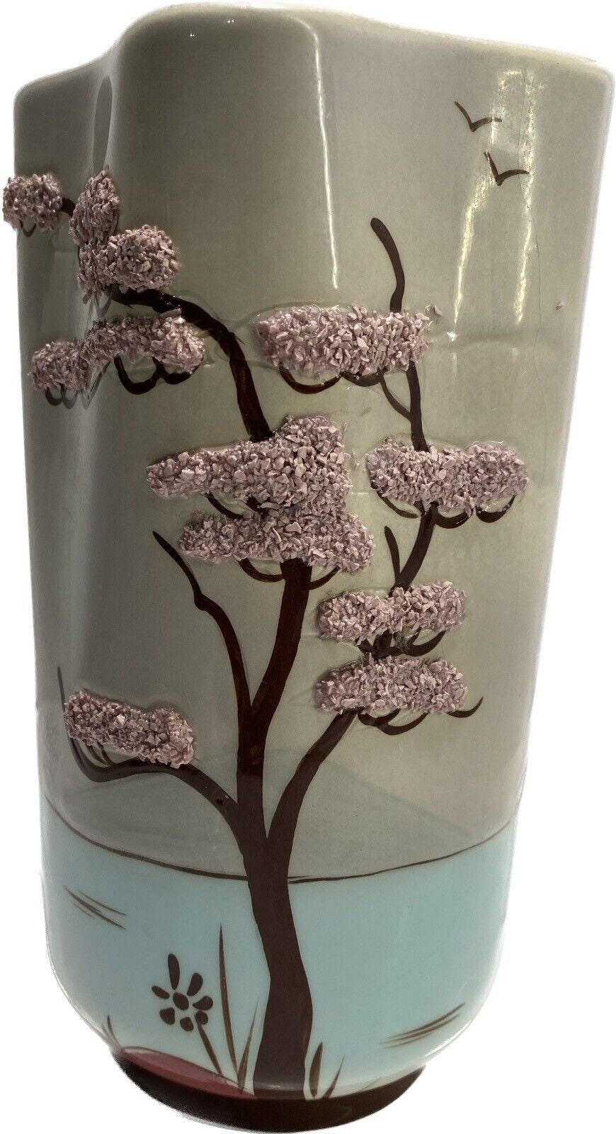 Vintage Weil Ware Hand Decorated 8 Ming Tree Raised Leaves Vase ...