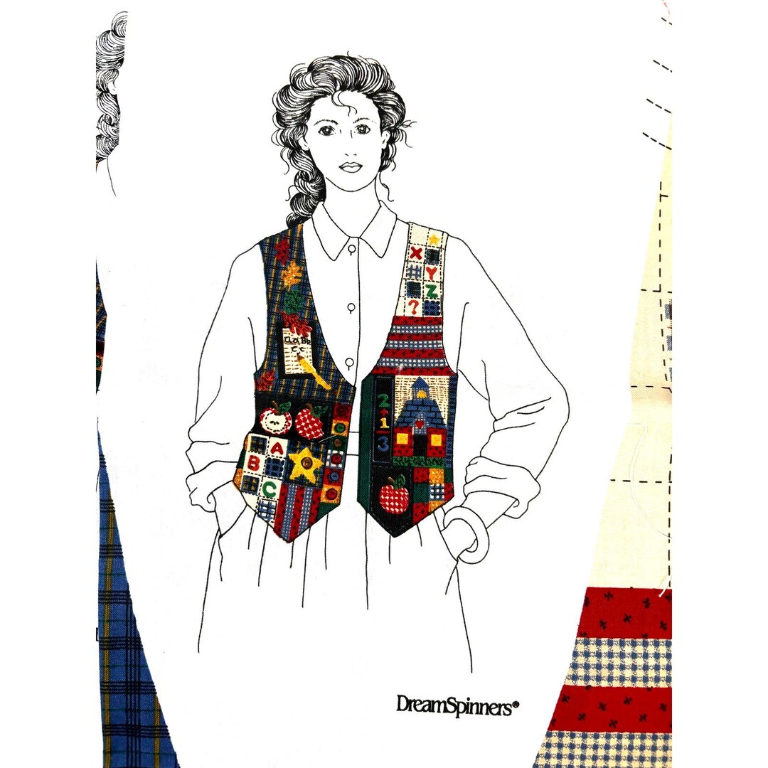 Vntg Back to School Teacher Vest Cut and Sew Dreamspinners Fabric ...