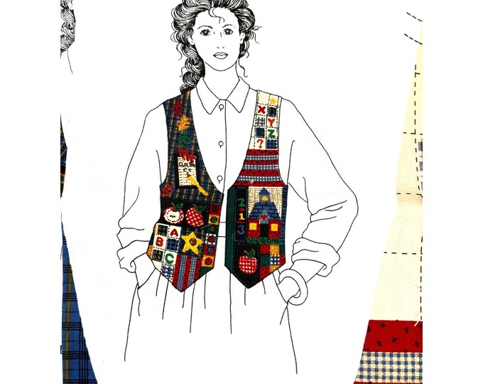 Vntg Back to School Teacher Vest Cut and Sew Dreamspinners Fabric ...