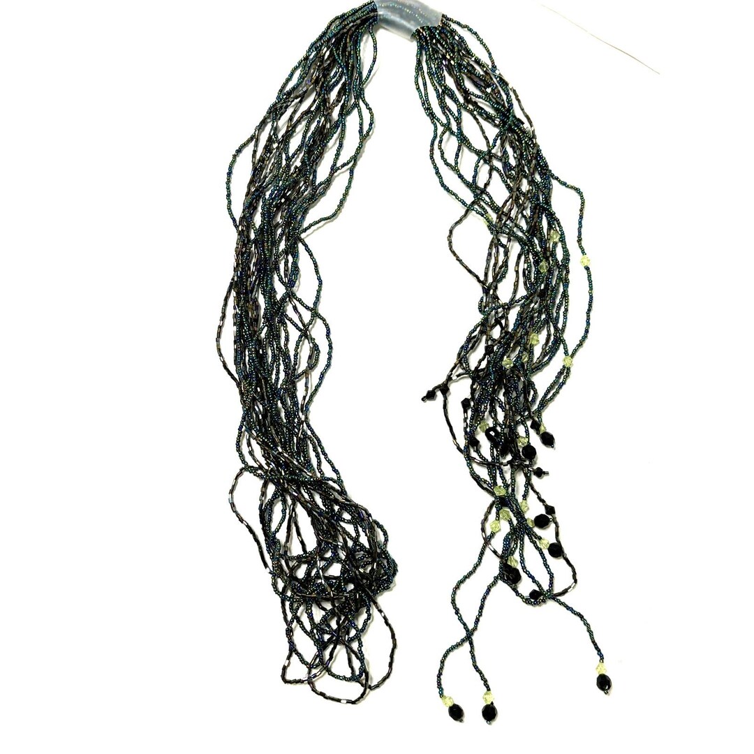 Black Iridescent Seed Bead Strands 56" Long Elegant New Years Eve - Etsy