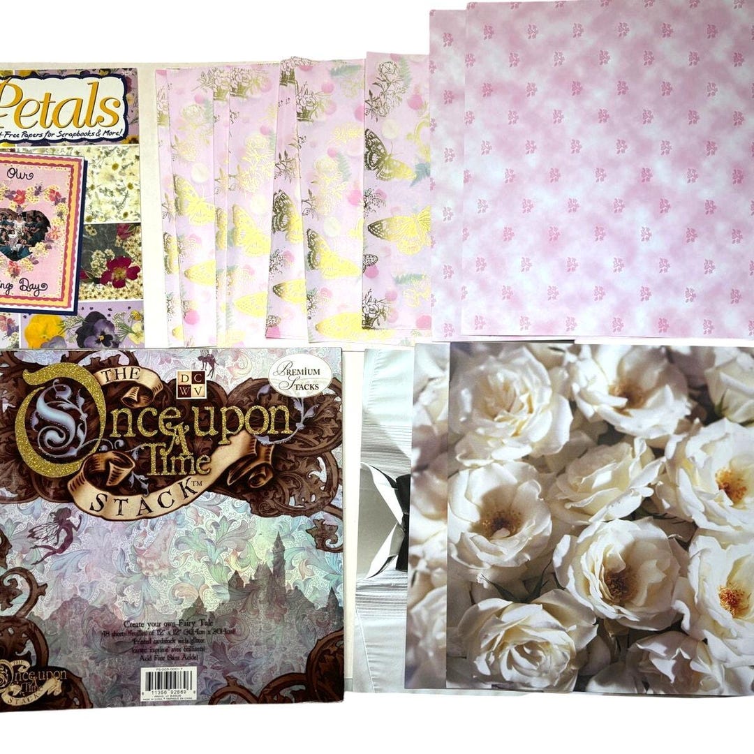 Lot of Scrapbooking Paper Cardstock Fantasy Floral Craft Card Making 70 ...